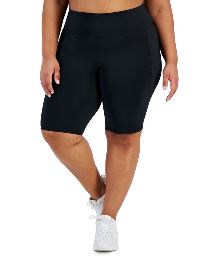 ID Ideology Plus Size Solid Compression Bike Shorts, Created for Macy's ...