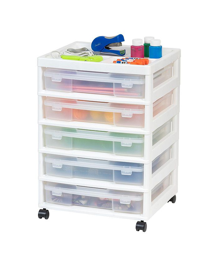 IRIS USA 5 Drawers Scrapbook Plastic Rolling Storage Cart with ...