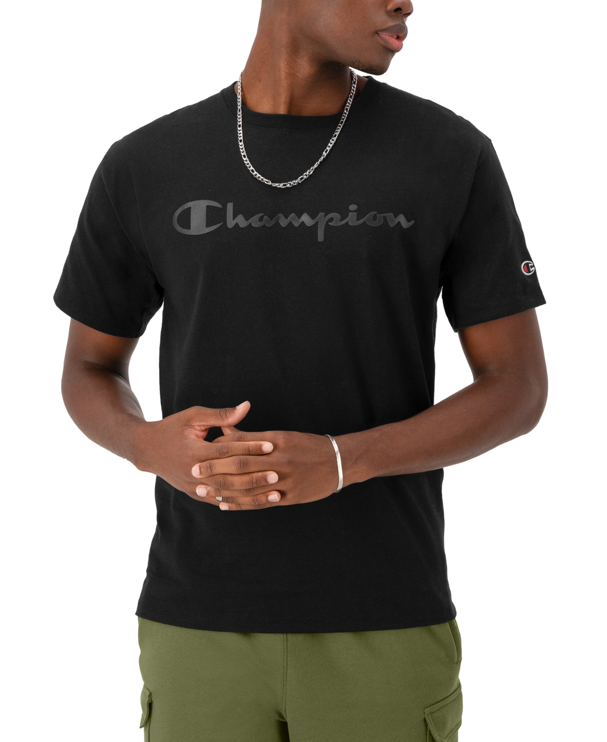 Click here for Champion Mens Classic Logo Crewneck Short-Sleeve T... prices