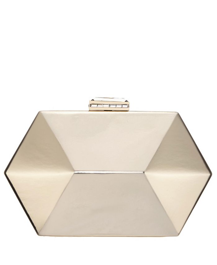 Nina Geometric Mirror Metallic Patent Minaudiere Handbag - Macy's