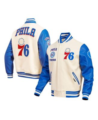 Men's Pro Standard Cream Philadelphia 76ers Retro Classic Varsity Full ...