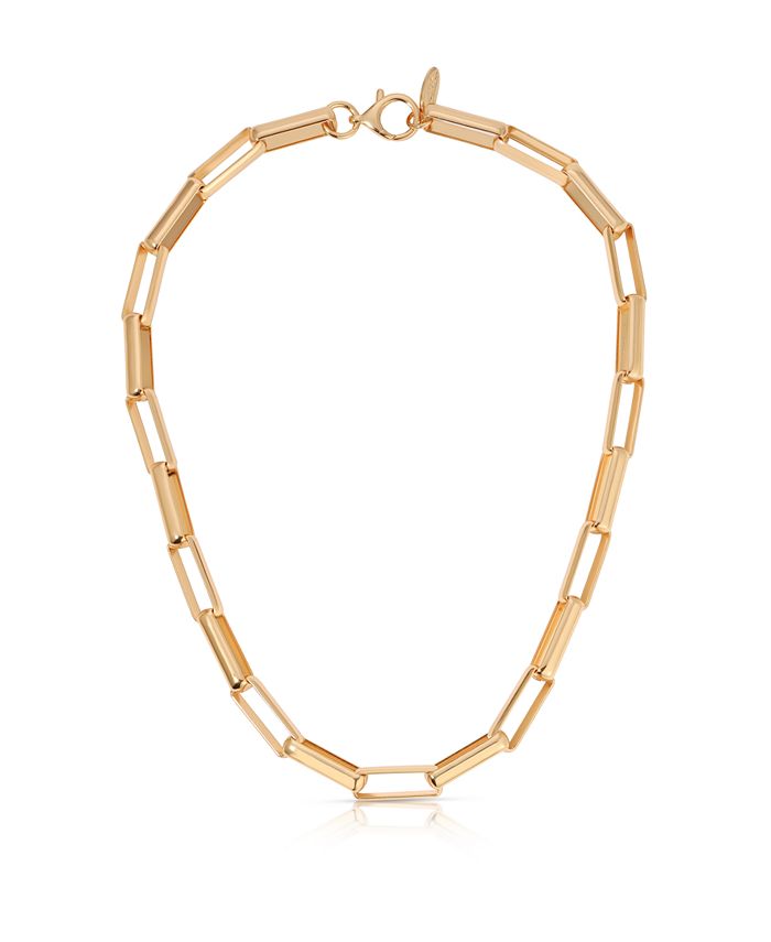 ETTIKA 18k Gold Plated Rectangular Link Necklace - Macy's