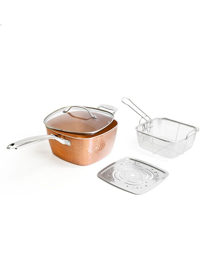 Gotham Steel Hammered Copper 4-Piece Ti-Cerama Nonstick Deep Square Pan ...
