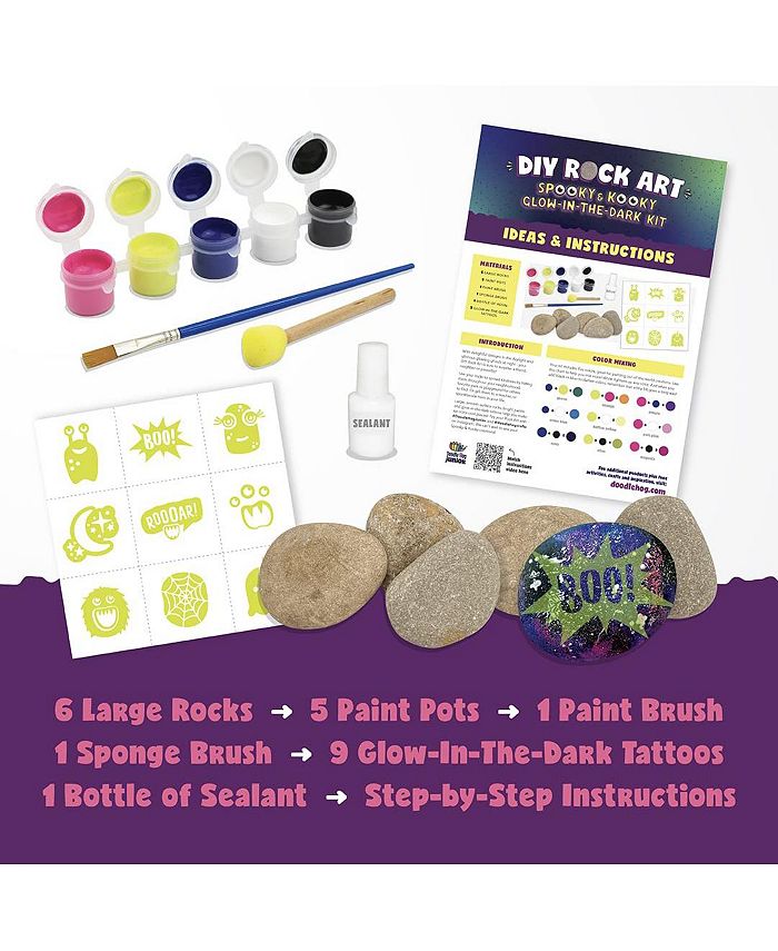 Doodle Hog Glow In The Dark Rock Painting Kit for Kids - Arts and ...