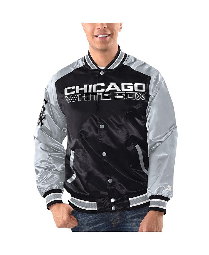 Starter Men's Black, Silver Chicago White Sox Varsity Satin Full-Snap ...