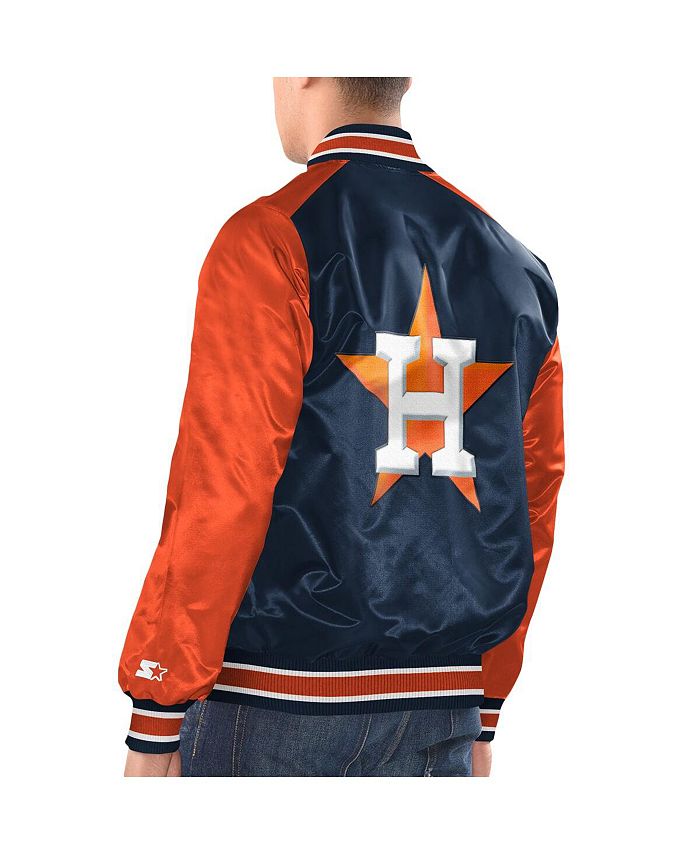 Starter Men's Navy, Orange Houston Astros Varsity Satin Full-Snap ...