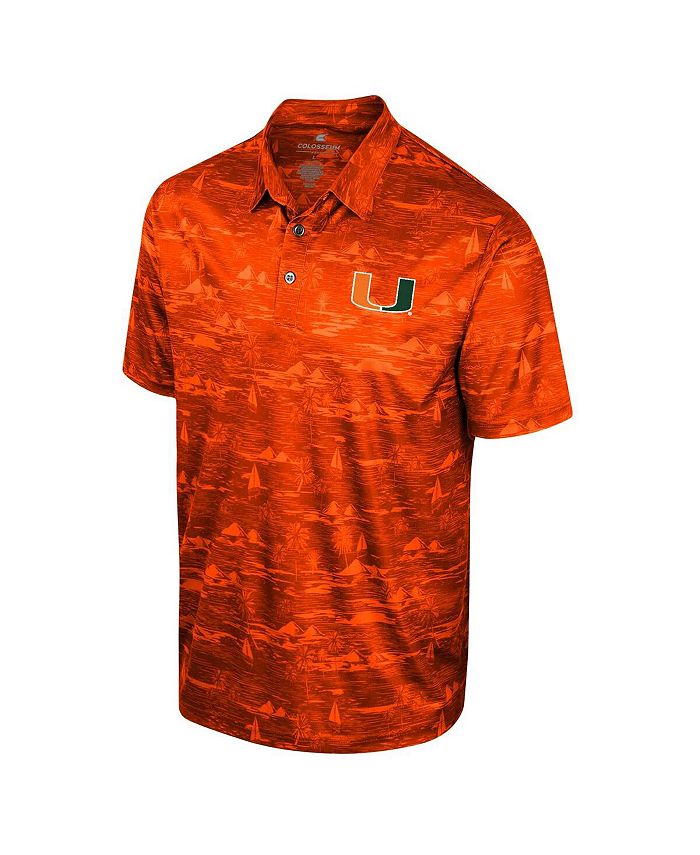 Colosseum Men's Orange Miami Hurricanes Daly Print Polo Shirt - Macy's