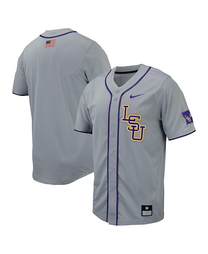 Nike Men's Gray LSU Tigers Replica Full-Button Baseball Jersey - Macy's