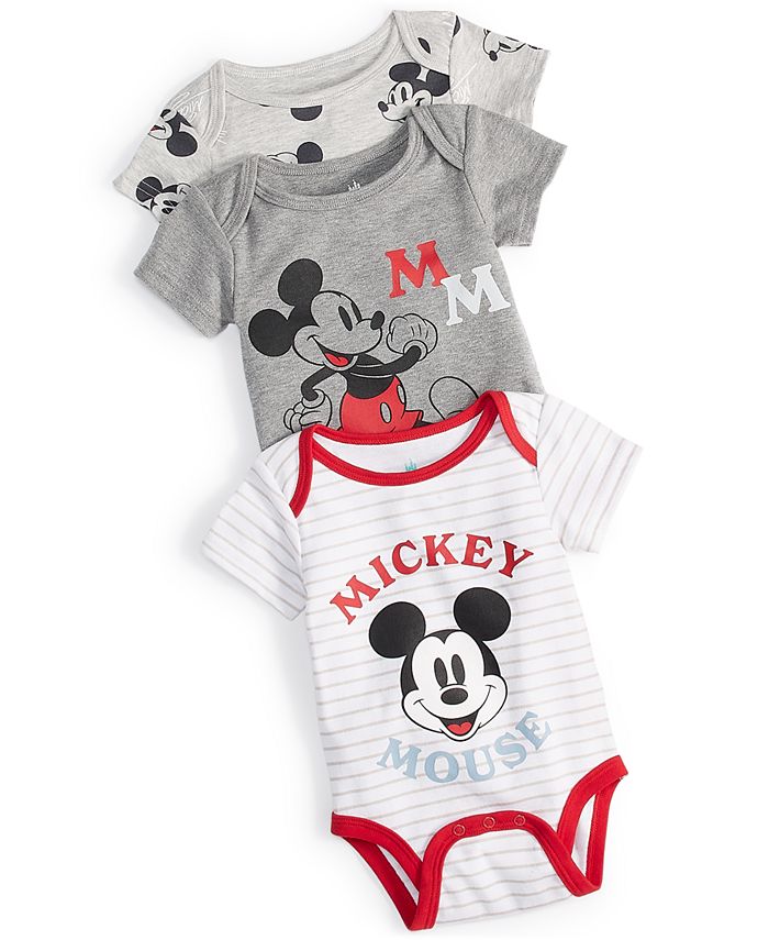 Disney Baby Boys Mickey Mouse Bodysuits, Pack of 3 - Macy's