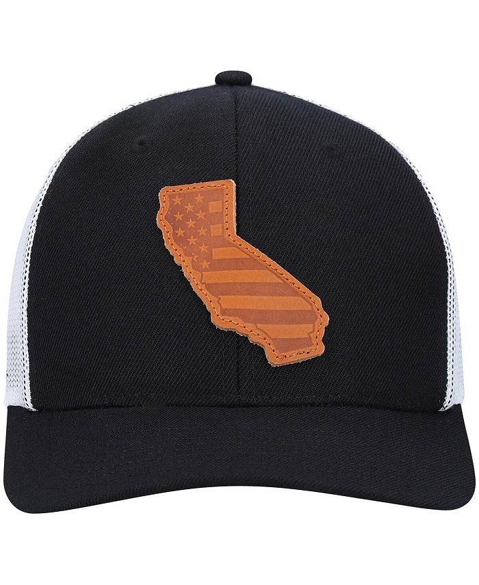 Local Crowns Men's Black California Leather Patch Trucker Snapback Hat ...