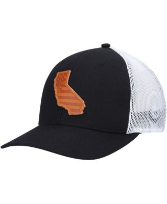 Men's Local Crowns Black California Leather Patch Trucker Snapback Hat ...