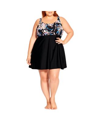 AVENUE Plus Size Empire Print Swim Dress - Macy's