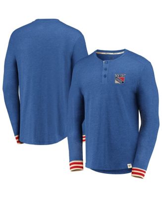 Men's Fanatics Heathered Blue New York Rangers True Classics Henley ...