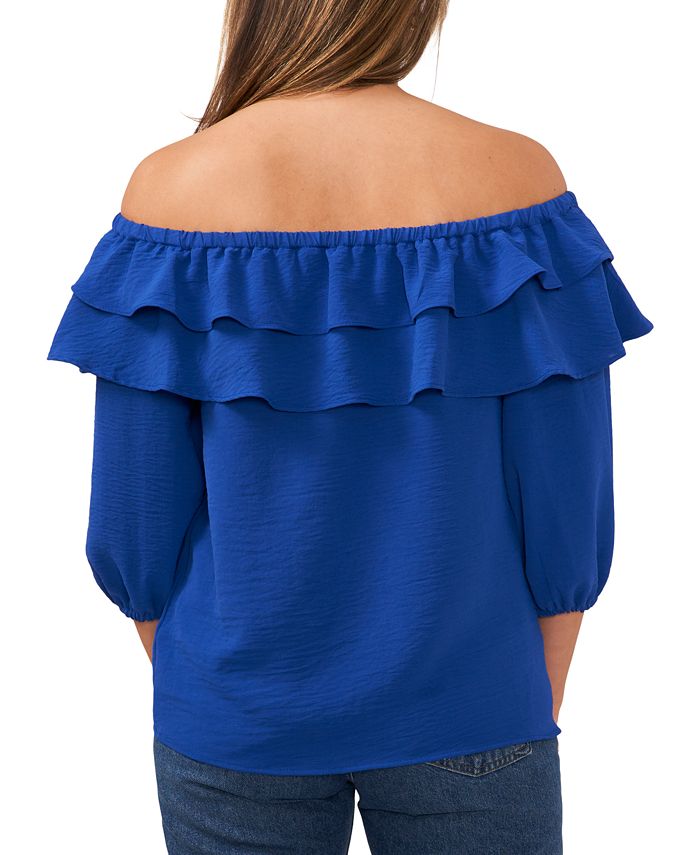 Sam & Jess Petite Double-Ruffled Off-The-Shoulder Top - Macy's