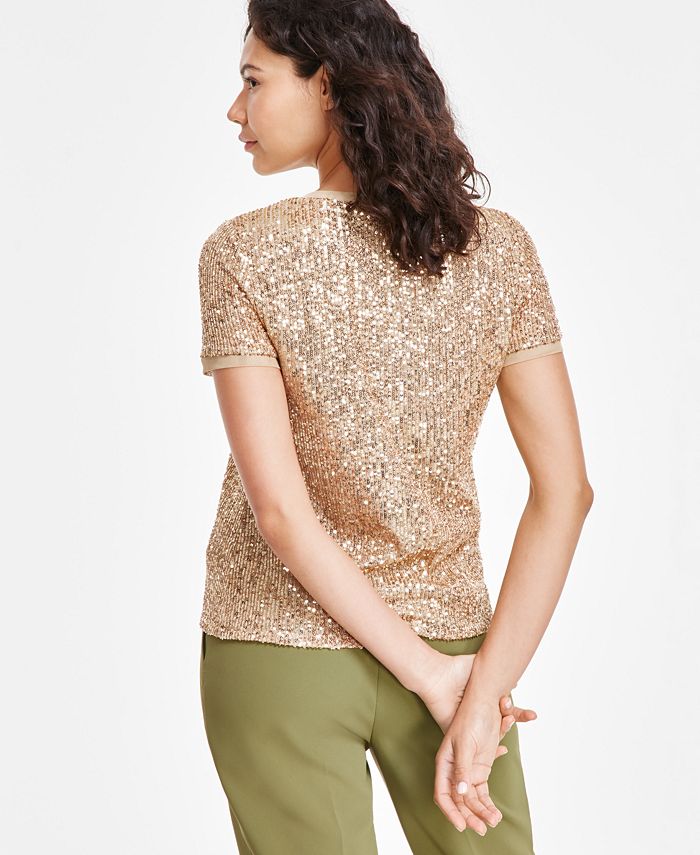 Anne Klein Women's Sequined T-Shirt - Macy's