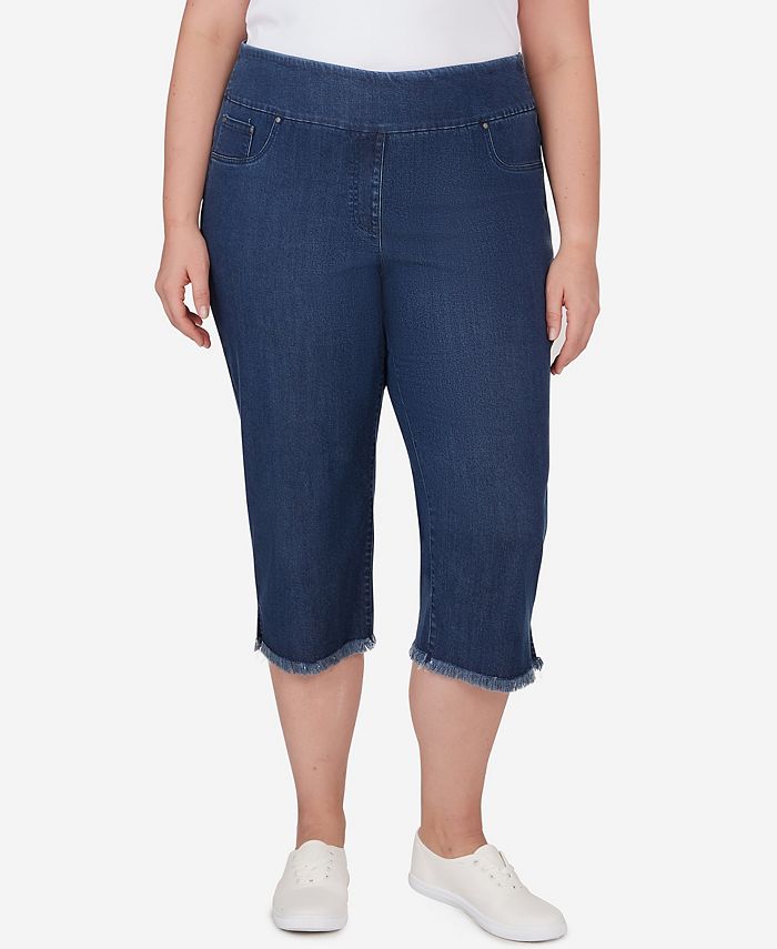 Ruby Rd. Plus Size Pull-On Silky Denim-Like Stretch Clamdigger Capri ...
