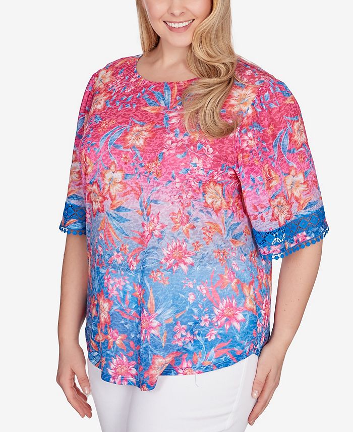 Ruby Rd. Plus Size Ombre Floral Top - Macy's