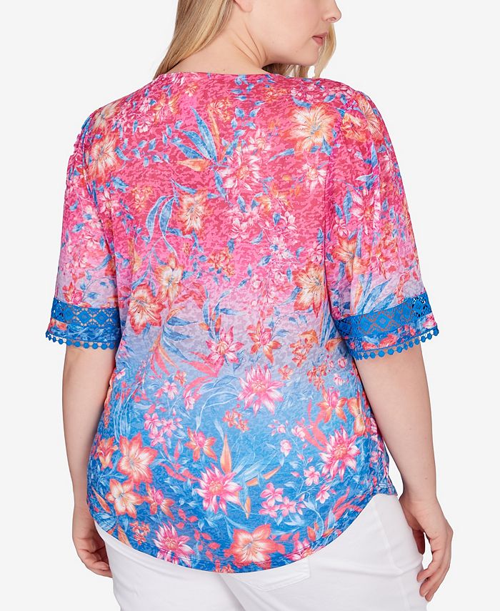Ruby Rd. Plus Size Ombre Floral Top - Macy's
