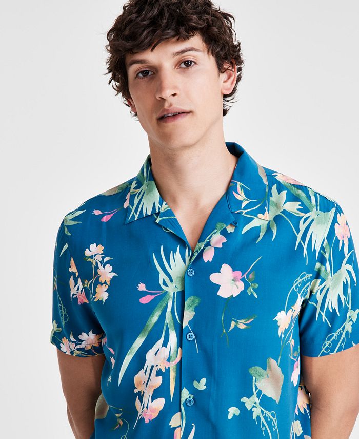 I N C International Concepts Mens Antonio Regular Fit Floral Button