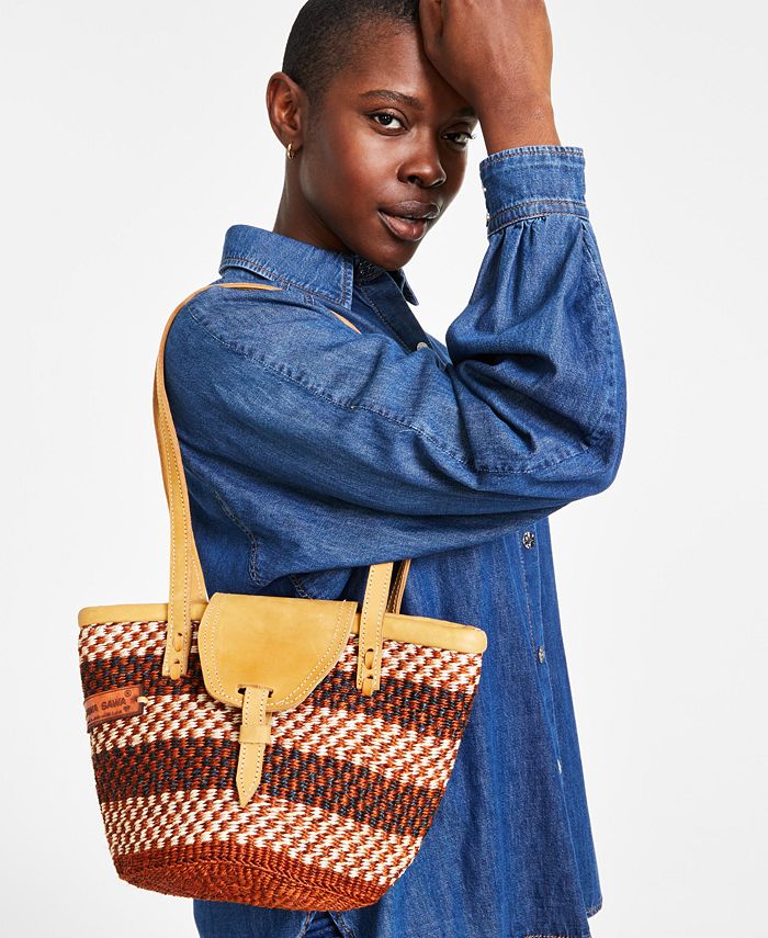 SAWA SAWA Hand-Crafted Sisal Colorblocked Tote Handbag - Macy's