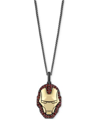 Marvel Wonder Fine Jewelry Garnet Ironman Mask 18" Pendant Necklace (5/ ...