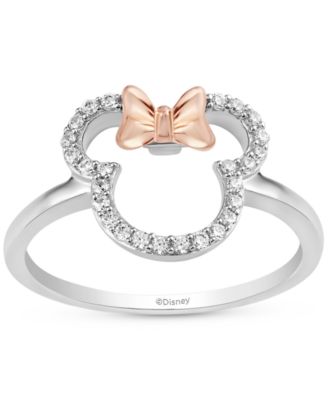 Disney Wonder Fine Jewelry Diamond Minnie Mouse Silhouette Ring 1 6 ct. t.w. in Sterling Silver Rose Gold Plate Sterling Silver Rose Gold Plate