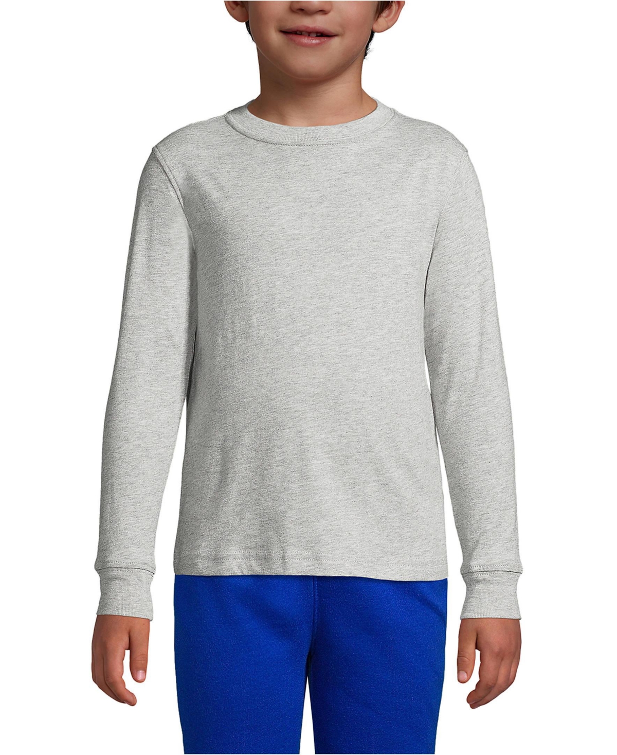 Click here for Lands End Boys Long Sleeve Essential T-shirt - Gra... prices