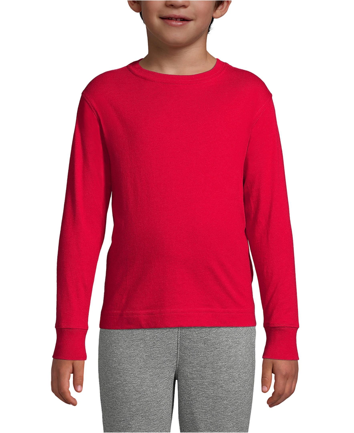 Click here for Lands End Boys Long Sleeve Essential T-shirt - Red prices
