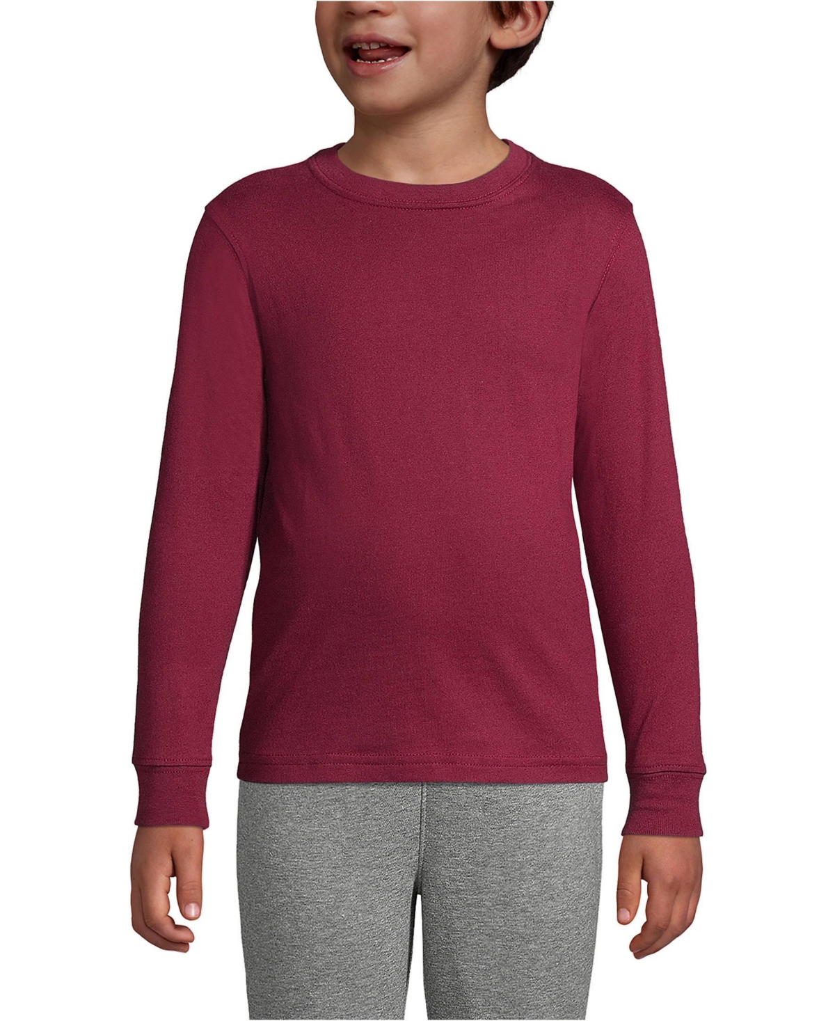 Click here for Lands End Boys Long Sleeve Essential T-shirt - Bur... prices
