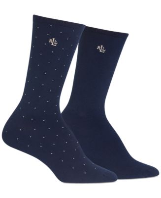 Lauren Ralph Lauren Women's Pindot Super Soft Trouser 2 Pack Socks - Macy's