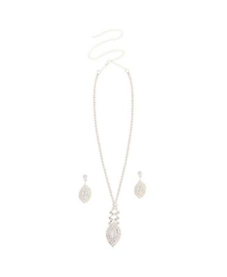 Women s Silver Crystal Bling Necklace And Earrings Set Of 2