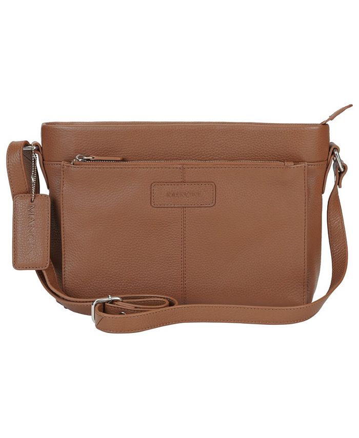Mancini Pebble Loretta Leather Crossbody Handbag with Organizer - Macy's