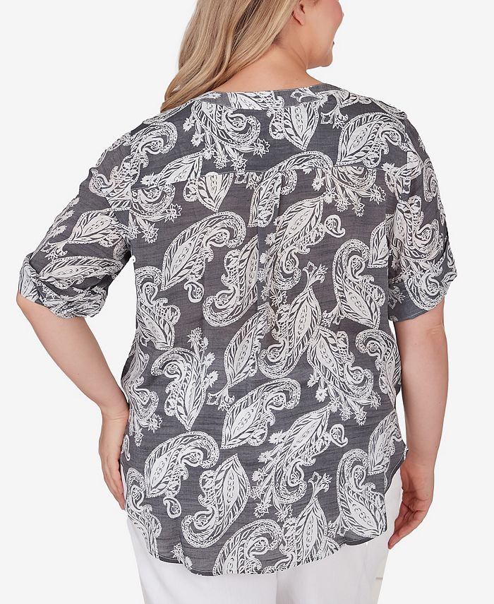 Ruby Rd. Plus Size Paisley Silky Gauze Top - Macy's
