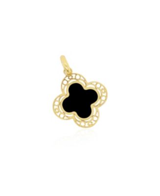 The Lovery Onyx Lace Clover Charm 14K Gold - Macy's
