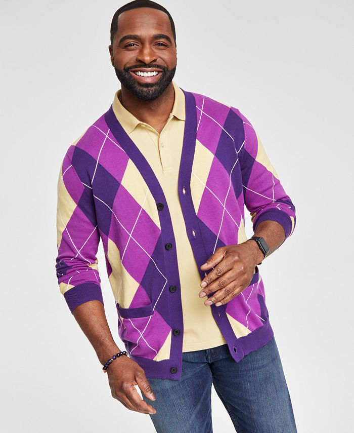 Club Room Men's Regular-Fit Argyle Cardigan, Created for Macy's - Macy's