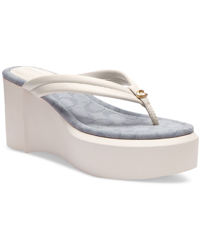 Coach Womens Franki Platform C Thong Wedge Flip Flop Sandals Macys