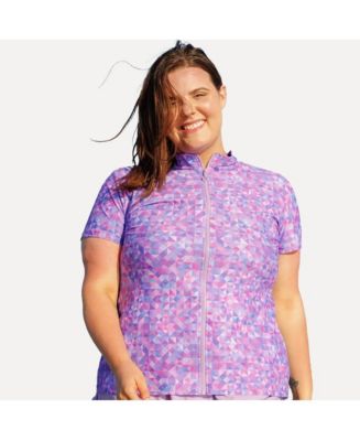 Calypsa Plus Size Full-Zip Adele Swim Top - Macy's