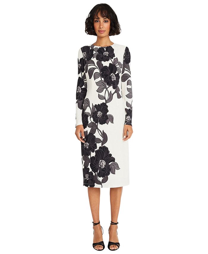 Maggy London Women's Floral Long-Sleeve Midi Dress - Macy's