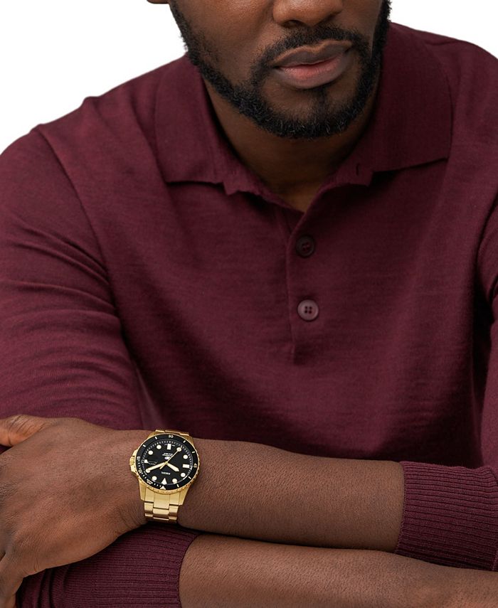 Fossil Men's Blue Dive Three-Hand Date Gold-Tone Stainless Steel Watch ...