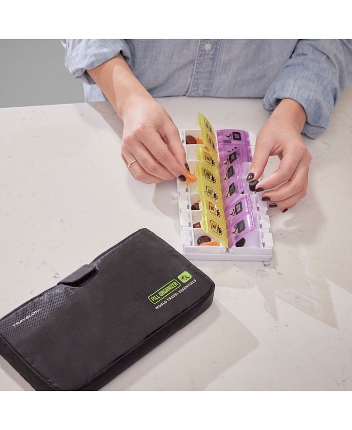 Travelon World Travel Essentials 7-Day AM/PM Push Button Pill Case - Macy's
