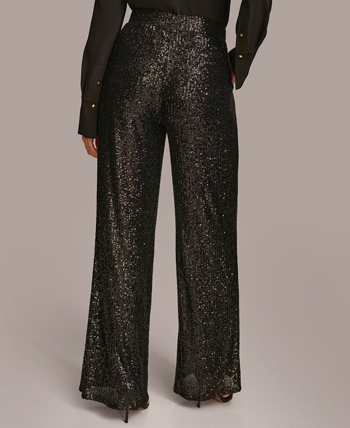 Donna Karan Women's Wide Leg Sequin Pant - Macy's