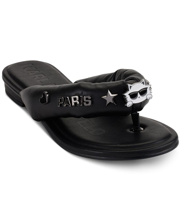 KARL LAGERFELD PARIS Women's Ceejay Embellished Thong Sandals - Macy's