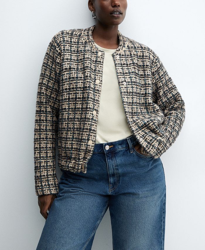 MANGO Women's Tweed Bomber Jacket - Macy's