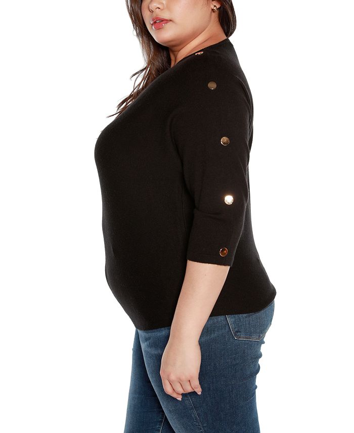 Belldini Plus Size Rivet-Trim Dolman-Sleeve Sweater - Macy's