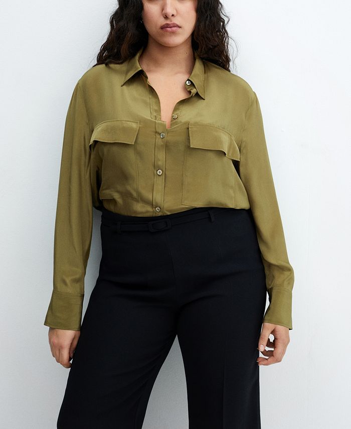 MANGO Women's Pockets Flowy Shirt - Macy's