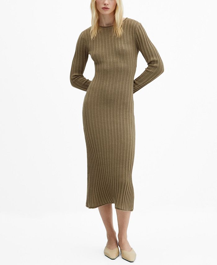 MANGO Women's Ribbed Knit Dress - Macy's