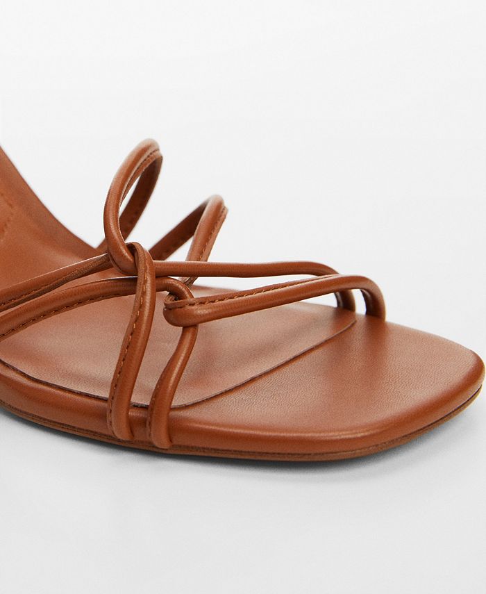 MANGO Women's Metallic Strappy Heeled Sandals - Macy's