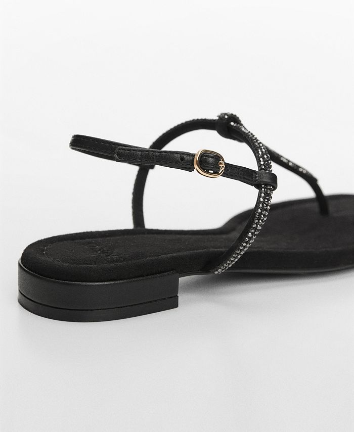 MANGO Women's Strap Rhinestone Sandals - Macy's
