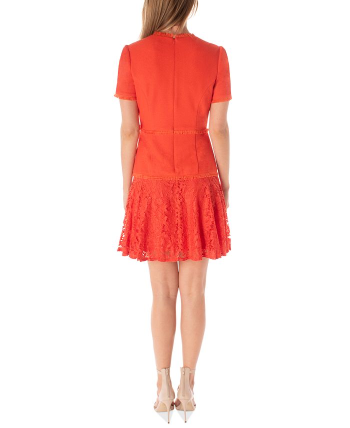 Maison Tara Women's Lace-Trim Fit & Flare Dress - Macy's