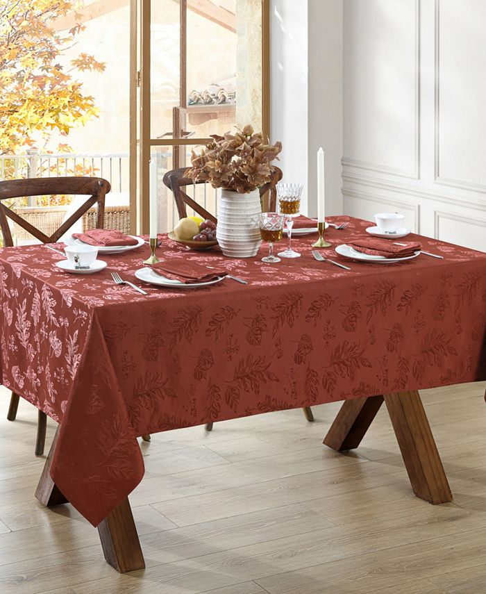 Elrene Elegant Woven Leaves Jacquard Damask Tablecloth, 60" x 102" - Macy's